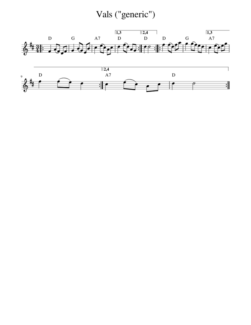Vals ("generic") Sheet music for Piano (Solo) | Musescore.com