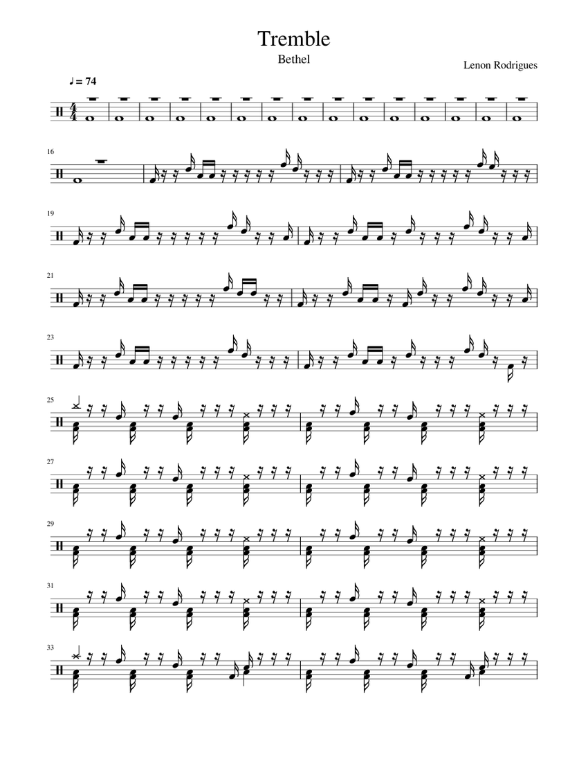 Tremble Sheet music for Drum group (Solo) | Musescore.com