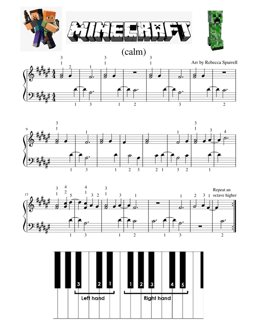 Calm 1 (Old) – C418 - Minecraft (Easy Piano) Sheet Music for Piano ...