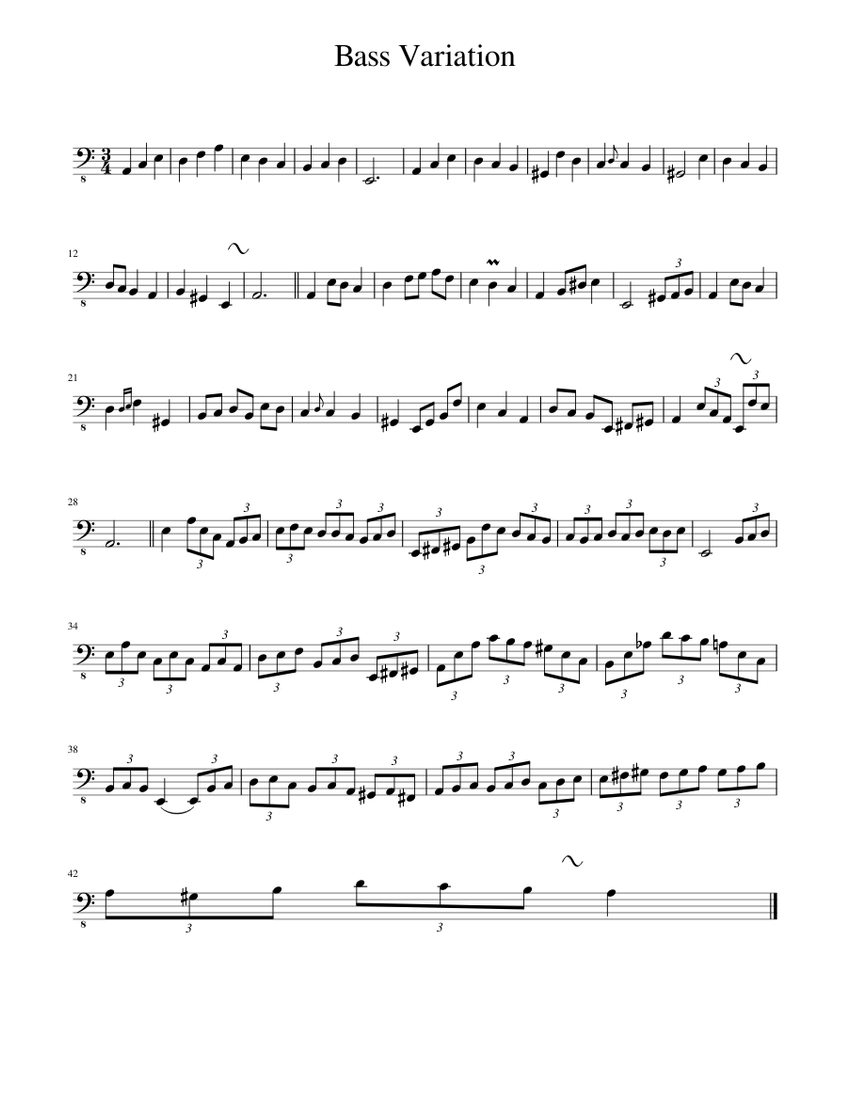 Double Bass variations Sheet Music for Contrabass (Solo) | MuseScore.com