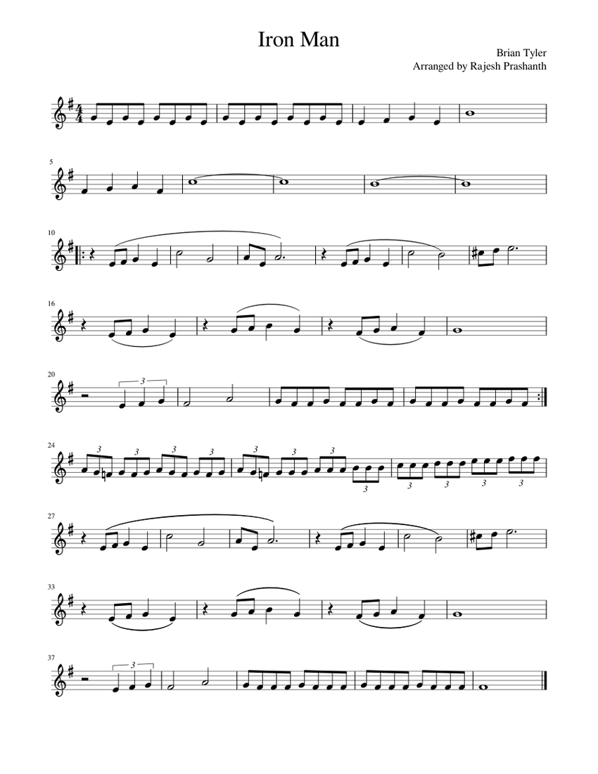 Iron Man Sheet Music for Violin (Solo) | MuseScore.com