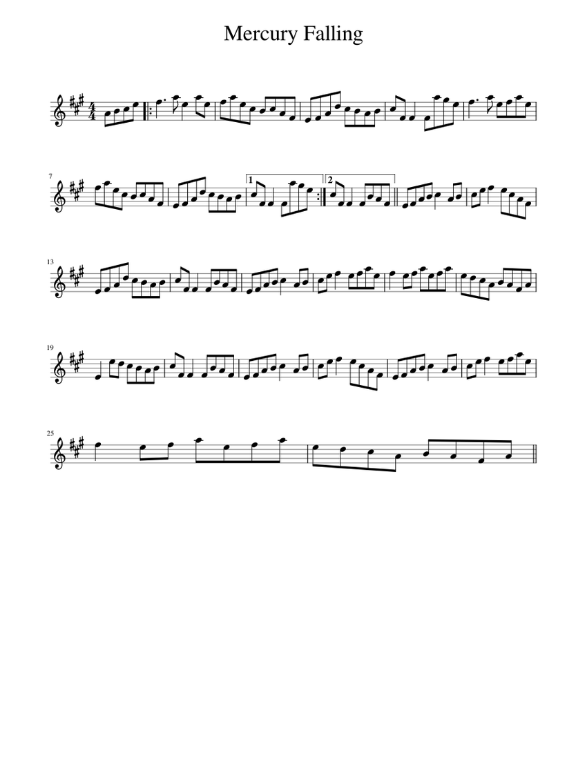 Mercury Falling Sheet Music for Piano (Solo) easy | MuseScore.com
