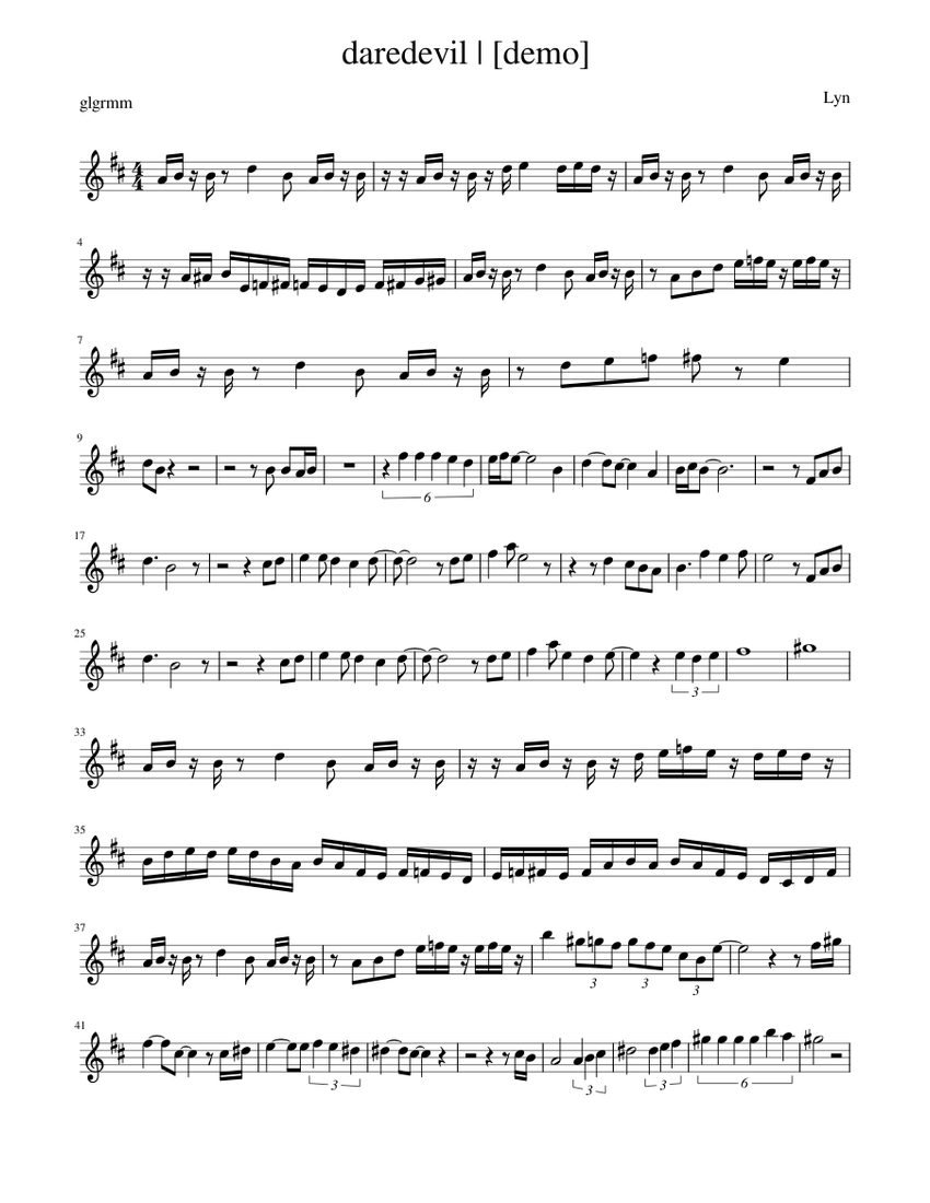 DAREDEVIL | PERSONA STRIKERS [demo] Sheet Music for Saxophone alto ...