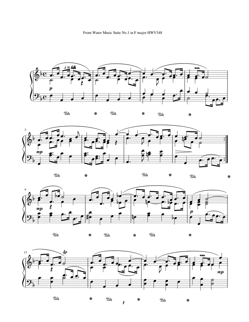 Water Music, HWV 348-350 - Georg Friedrich Händel Sheet Music for Piano ...