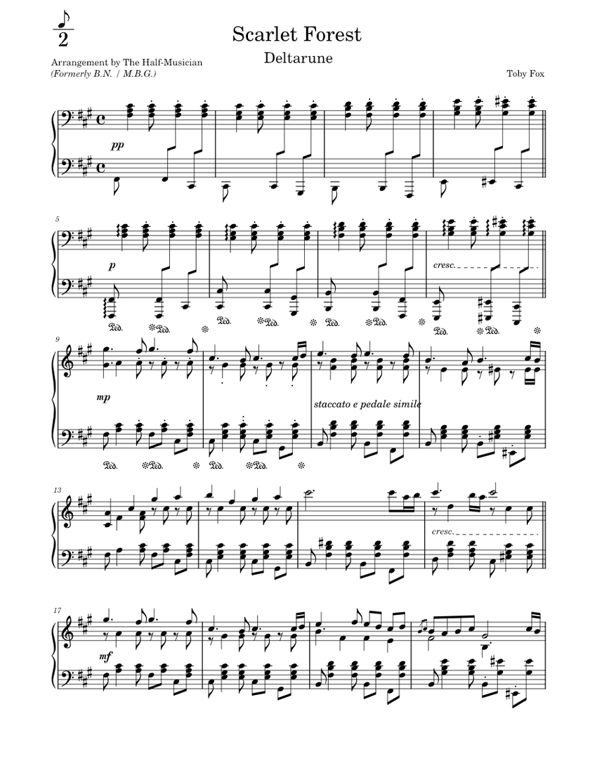 Scarlet Forest (Deltarune) Sheet music for Piano (Solo) | Musescore.com