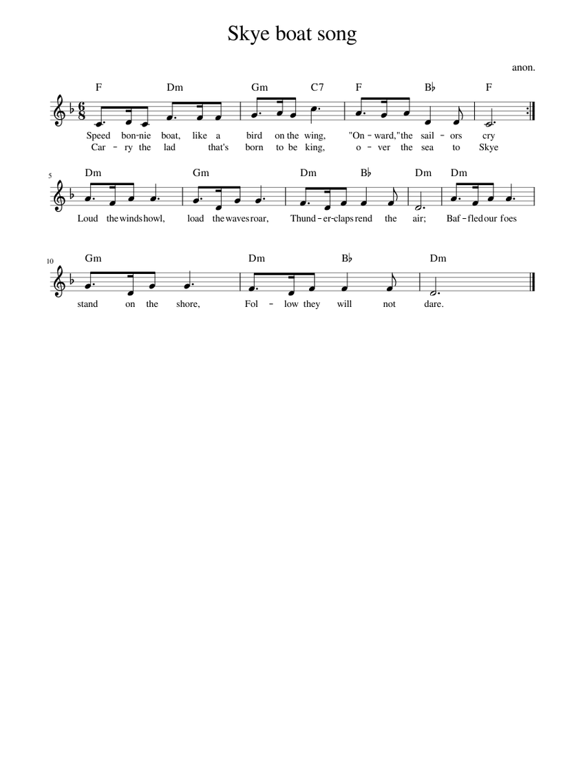Skye boat song Sheet music for Piano (Solo) Easy | Musescore.com
