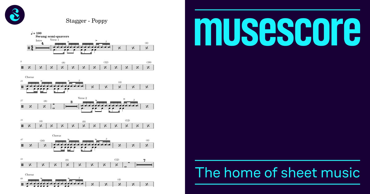 Stagger by Poppy (for Drum Kit) Sheet music for Drum group (Solo ...