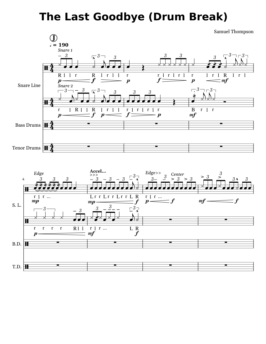 The_Last_Goodbye_(Drum_Break) Sheet music for Tenor drum, Bass drum ...