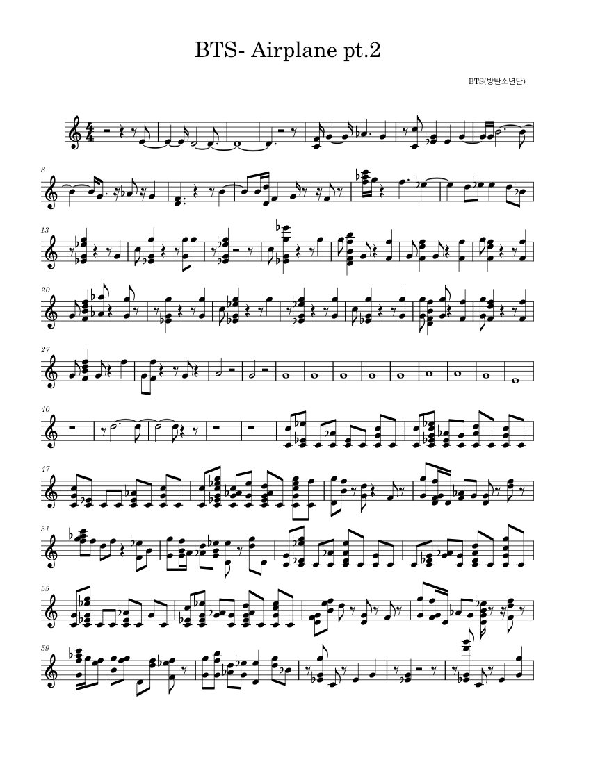 Airplane Pt 2 – BTS Sheet music for Violin (Solo) | Musescore.com