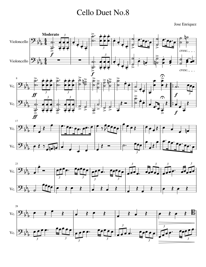 Cello Duet No.8 Sheet music for Cello (String Duet) | Musescore.com