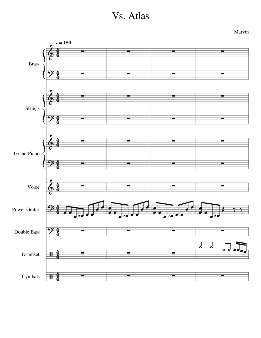Vs. Atlas Sheet music for Piano, Vocals, Contrabass, Crash & more ...