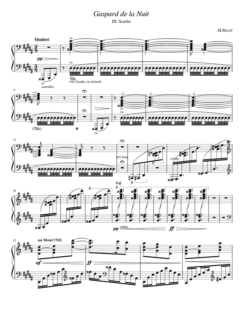 M.Ravel - Gaspard de la Nuit III. Scarbo Sheet Music for Piano (Solo ...