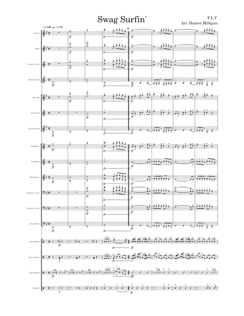 Swag_Surfin Sheet music for Trombone, Flute piccolo, Flute, Clarinet in ...