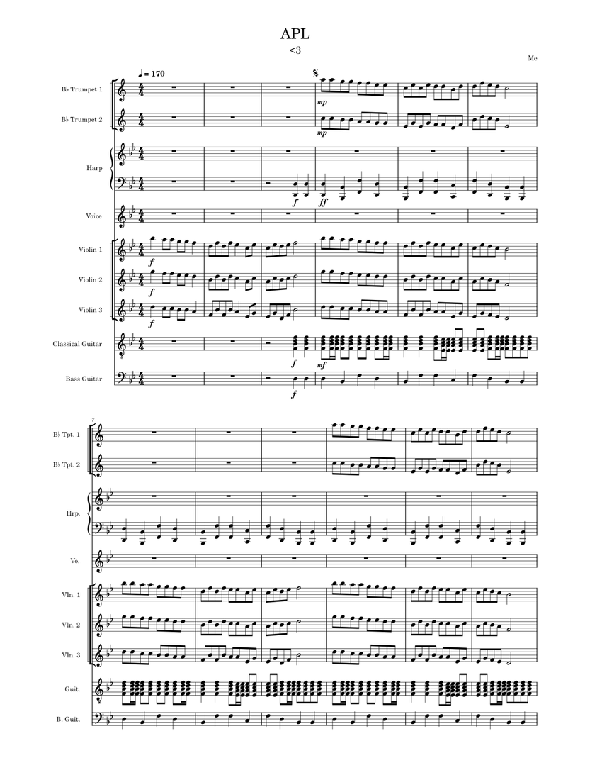 APL Sheet music for Vocals, Trumpet in b-flat, Violin, Guitar & more ...