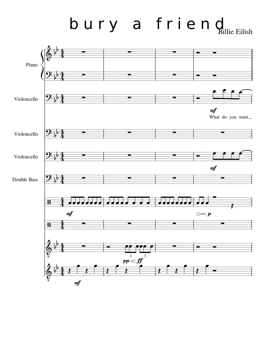 bury a friend - Billie Eilish - Full score Sheet Music for Piano ...