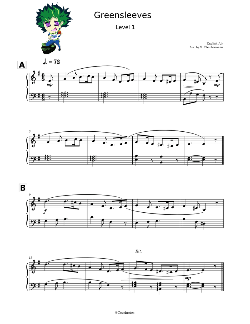 Greensleeves – Level 1 Sheet music for Piano (Solo) | Musescore.com