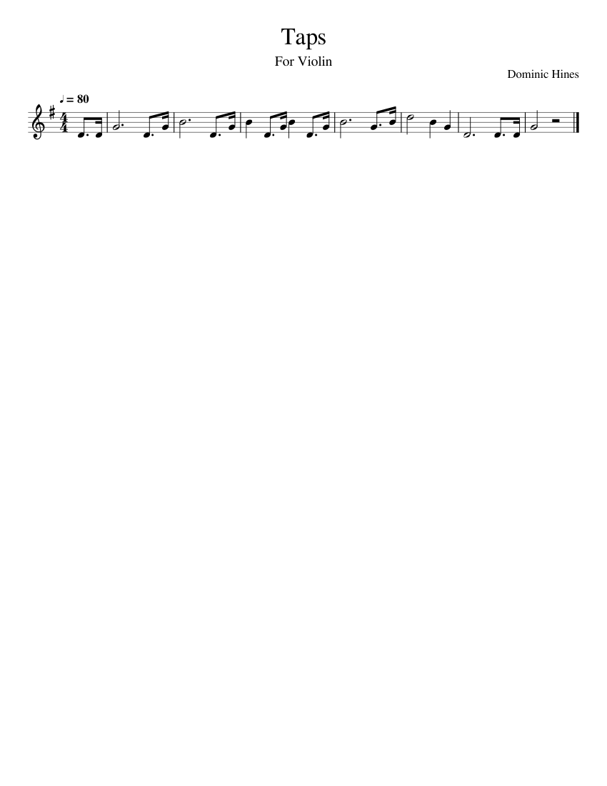Taps Sheet Music for Violin (Solo) | MuseScore.com