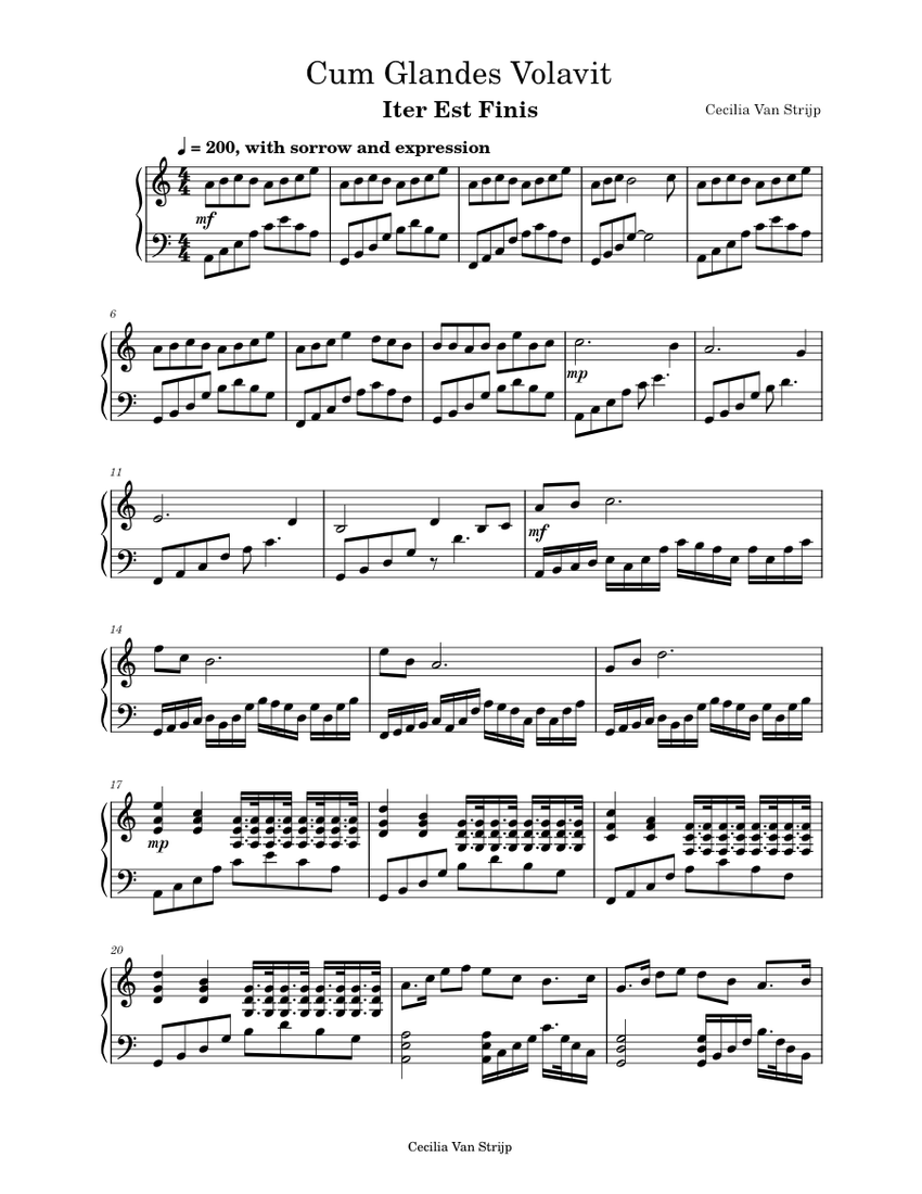 Cum Glandes Volavit --- When the Bullets Flew Sheet music for Piano ...