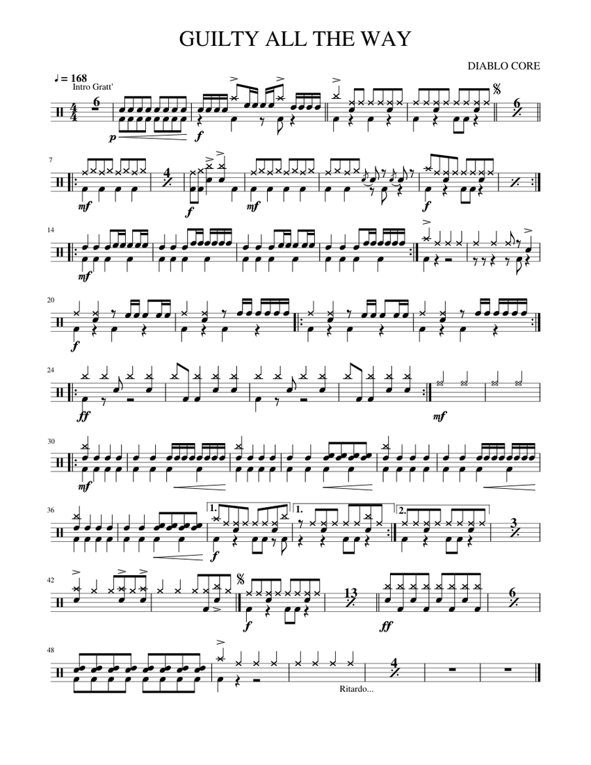 GUILTY ALL THE WAY Sheet Music for Drum group (Solo) | MuseScore.com