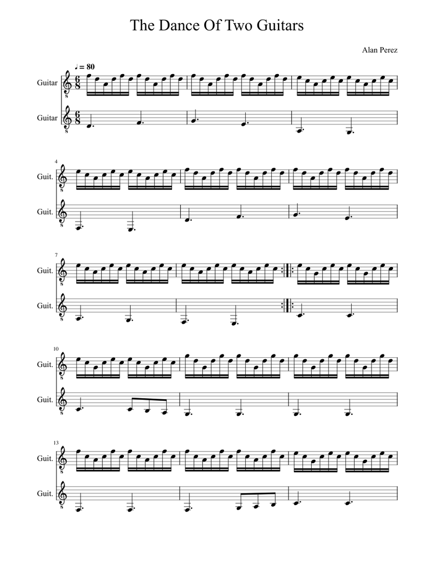 The Dance Of Two Guitars Sheet music for Guitar (String Duet ...