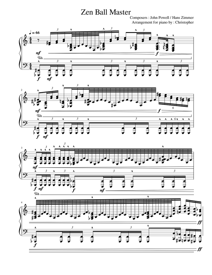 Zen Ball Master – Hans Zimmer/John Powell (Piano Version) Sheet Music ...
