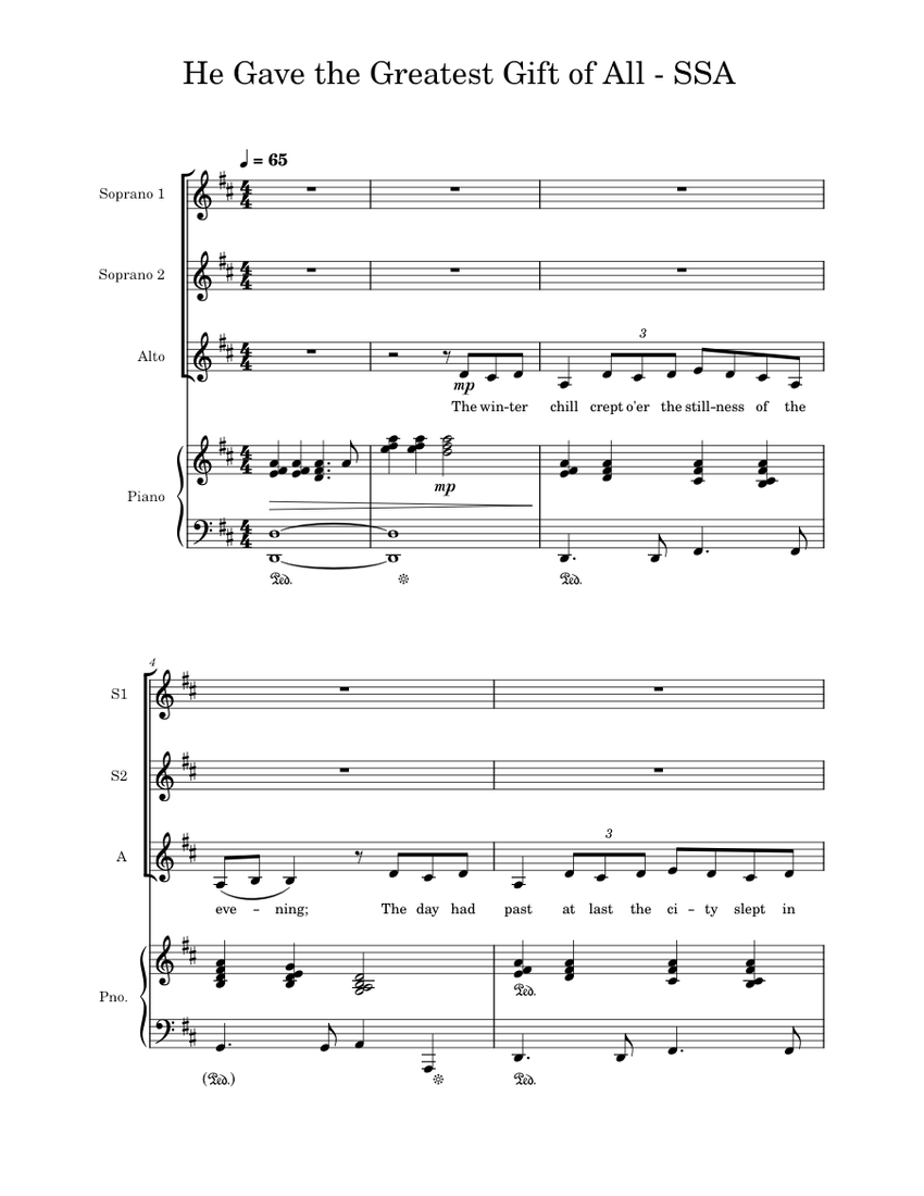 He Gave the Greatest Gift of All – SSA Sheet Music for Piano (Mixed ...