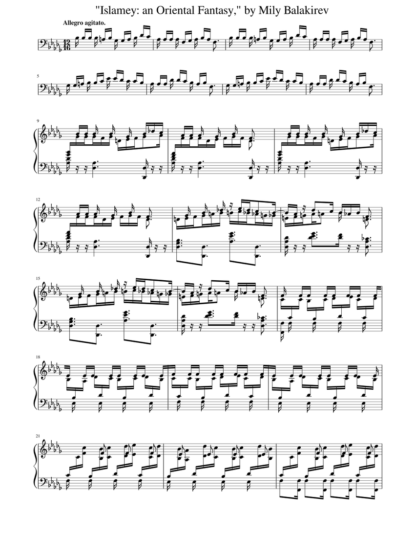 Islamey, Op.18 – Mily Balakirev Sheet music for Piano (Solo ...