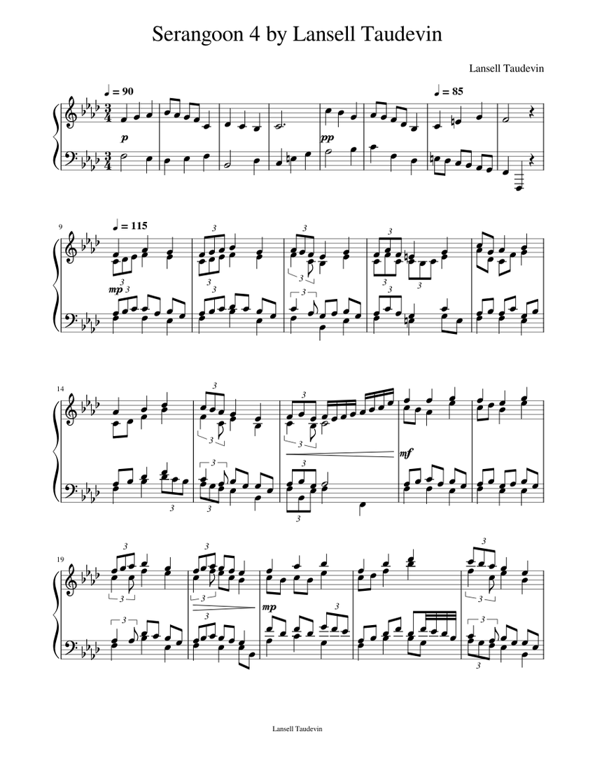 Serangoon 4 by Lansell Taudevin Sheet music for Piano (Solo ...