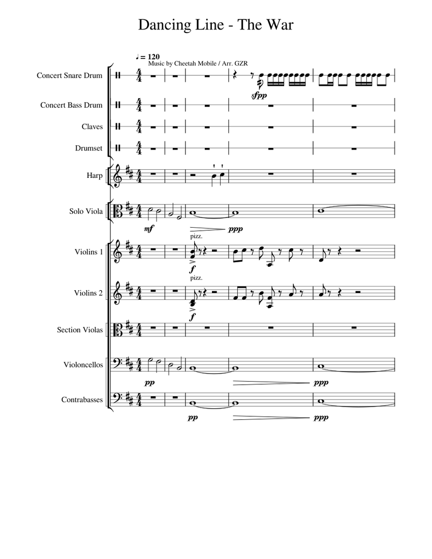 Dancing Line - The War Sheet music for Snare drum, Viola, Drum group ...