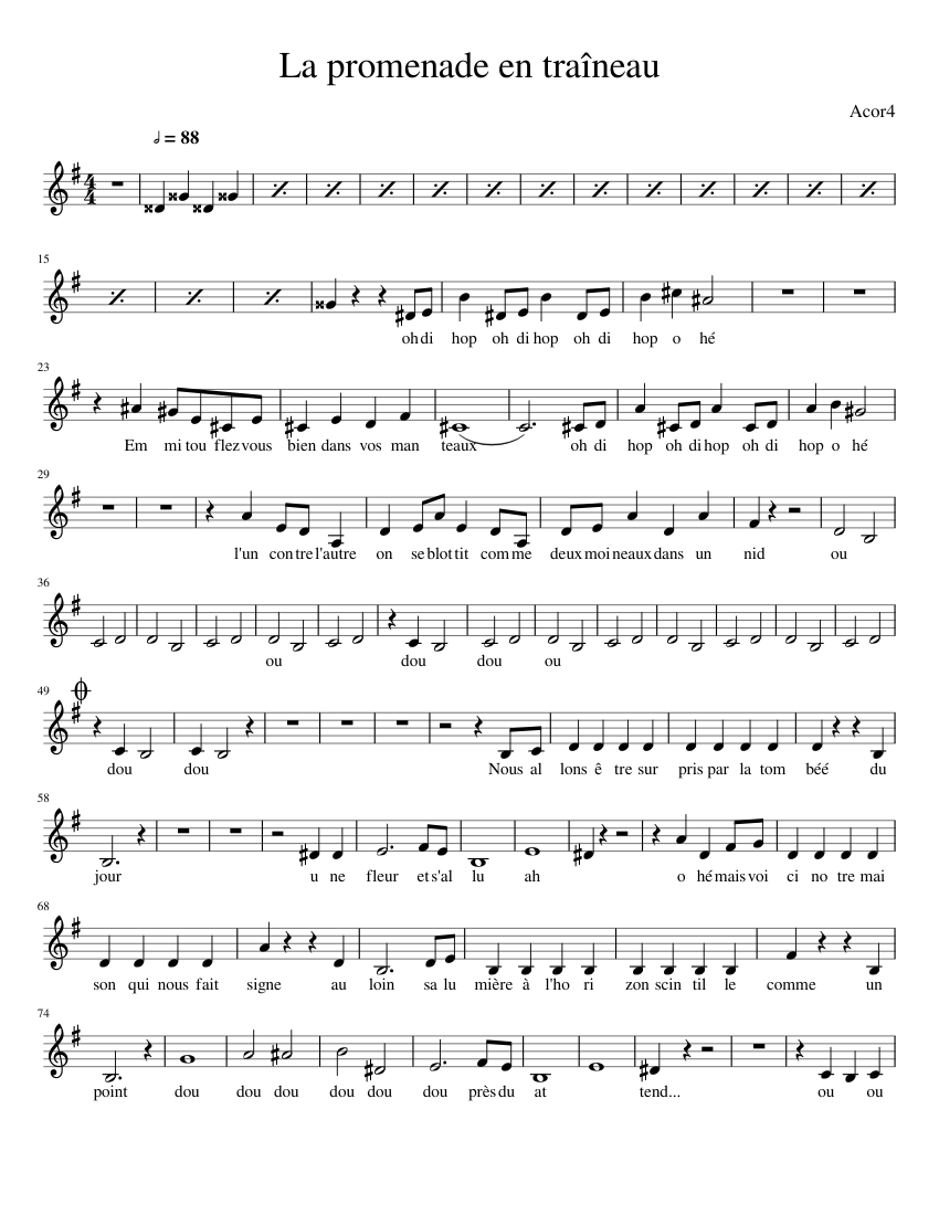 La promenade en traîneau Sheet music for Alto (Solo) | Musescore.com