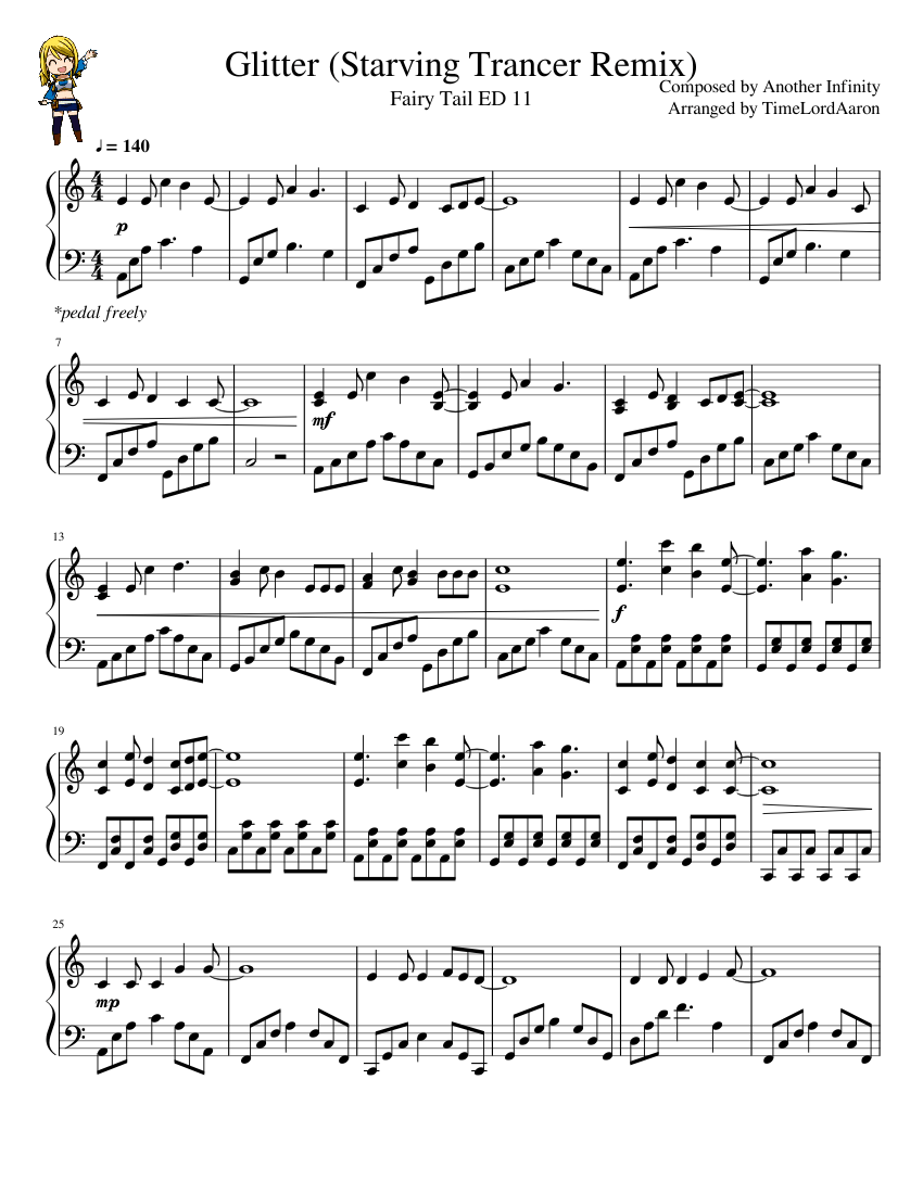 Glitter (Starving Trancer Remix) Sheet Music for Piano (Solo ...