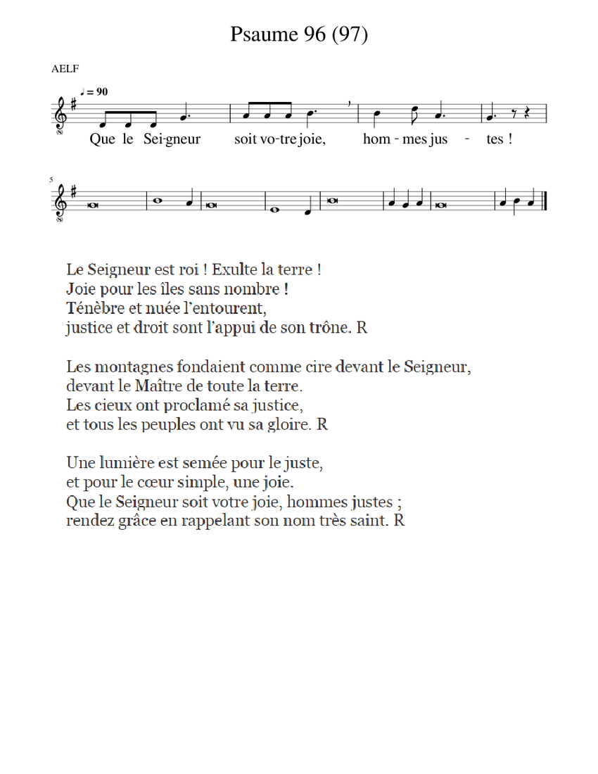 Psaume 96 (97) Sheet Music for Vocals (Solo) | MuseScore.com