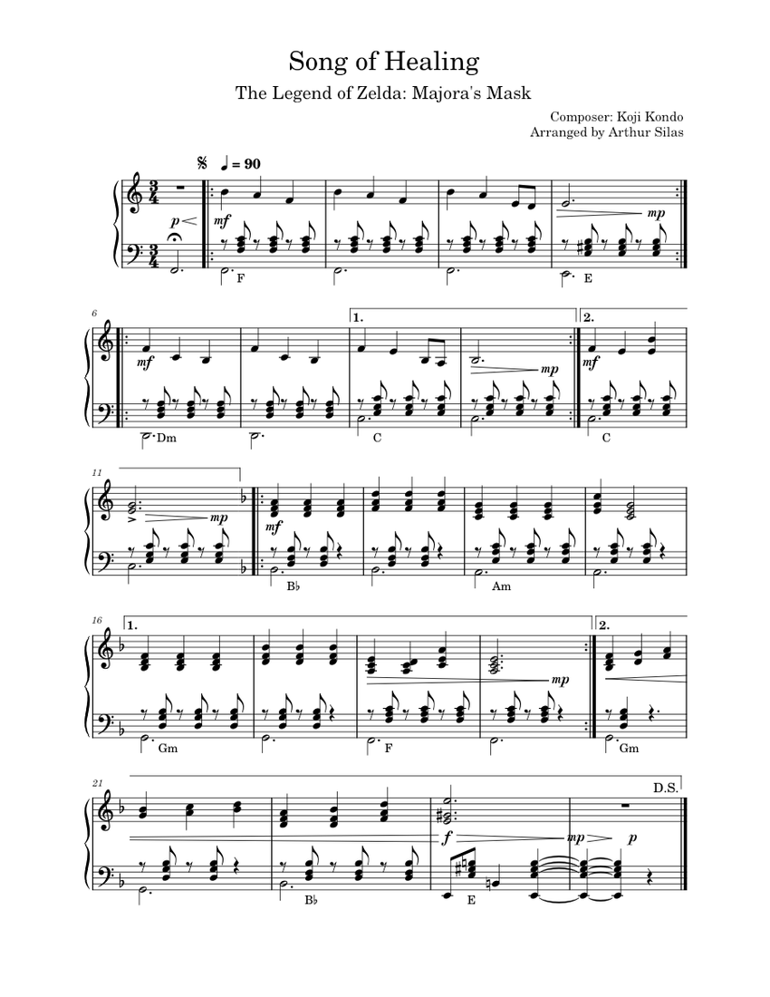 Song of Healing - The Legend of Zelda: Majora's Mask – Koji Kondo - Accordion Solo Sheet music ...