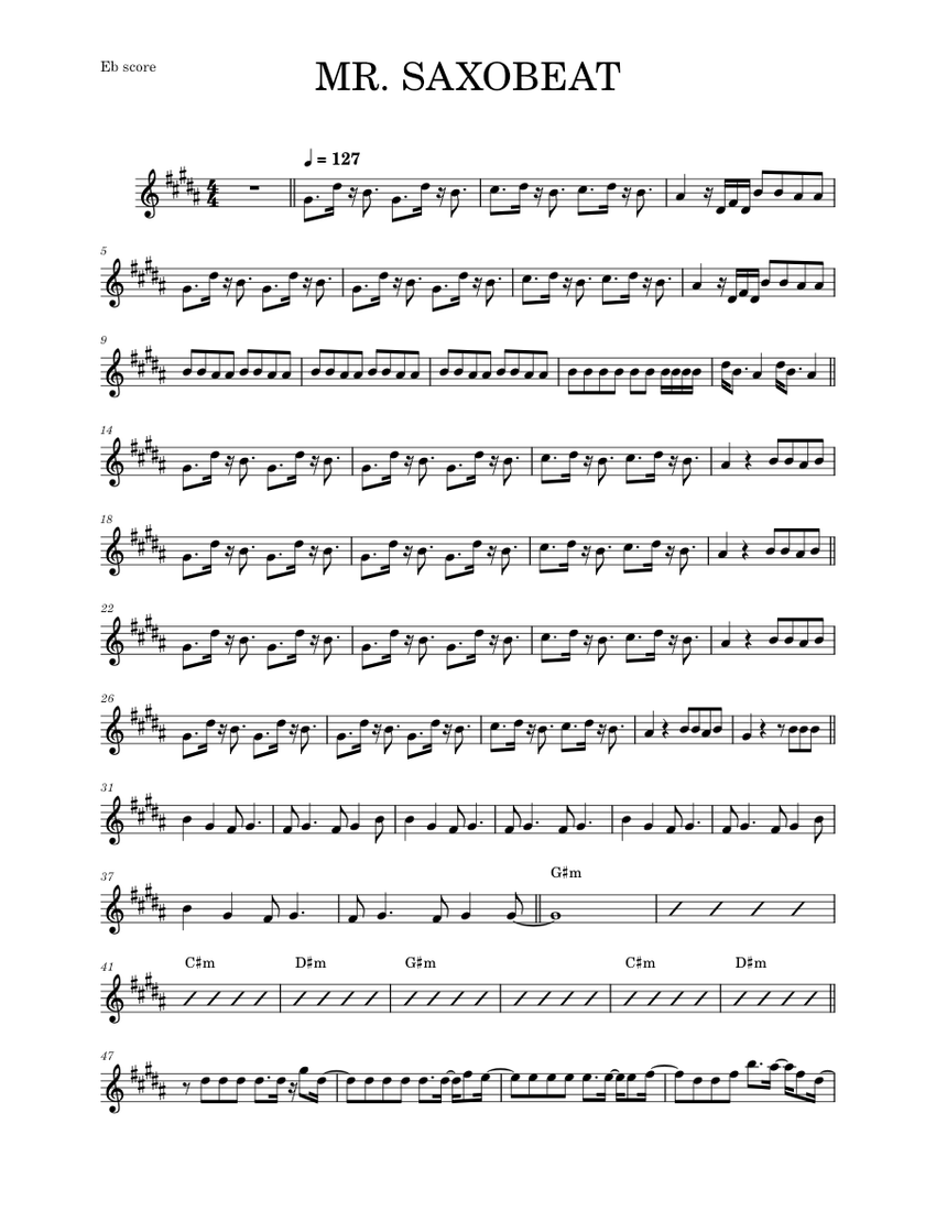 Mr saxobeat – Alexandra Stan (ALTO SAX COVER) Sheet Music with Chords for Saxophone alto (Solo ...