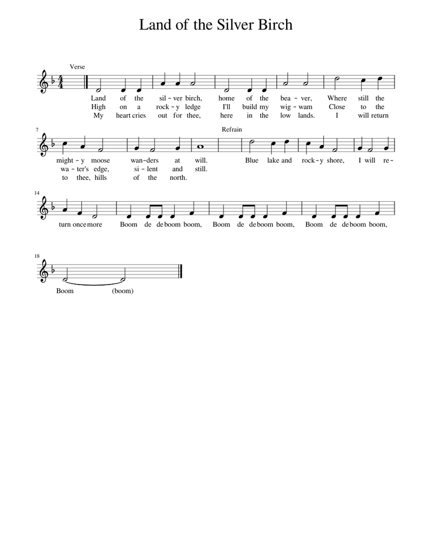 Land of the Silver Birch Sheet music for Piano (Solo) Easy | Musescore.com