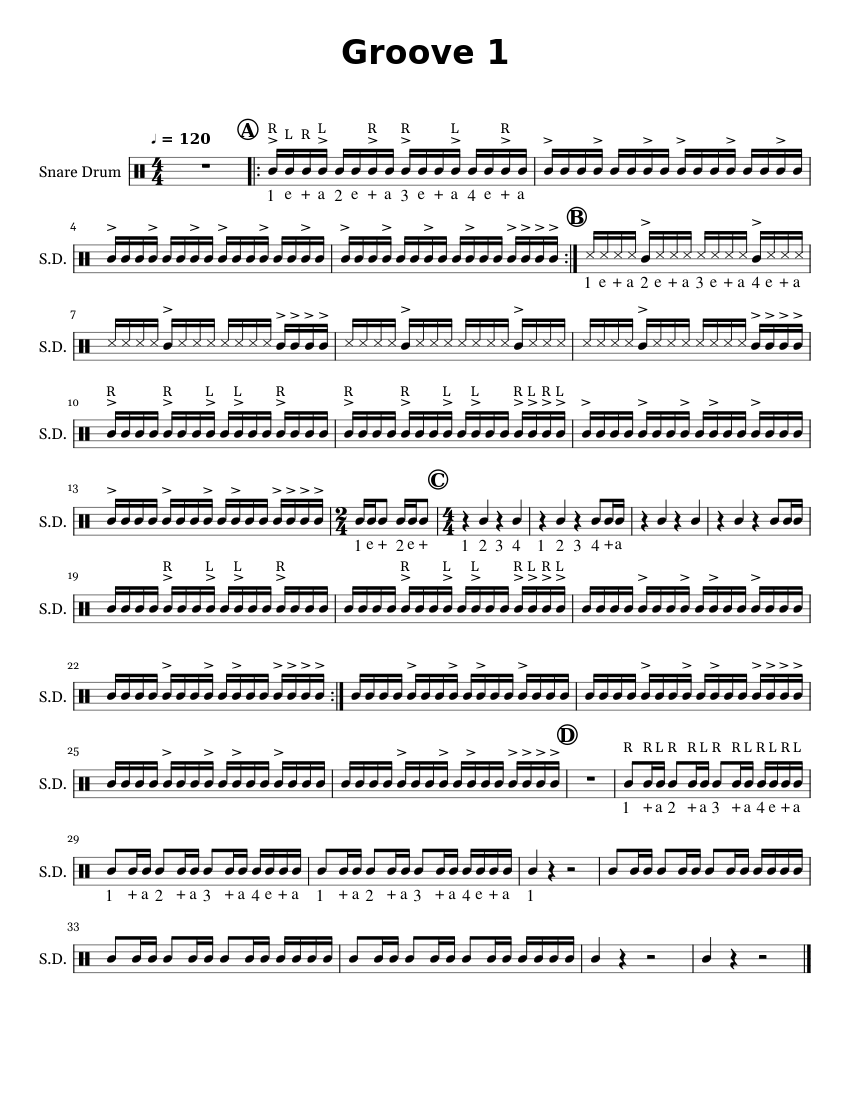 CDA Groove 1 Snare Sheet music for Snare drum (Solo) | Musescore.com