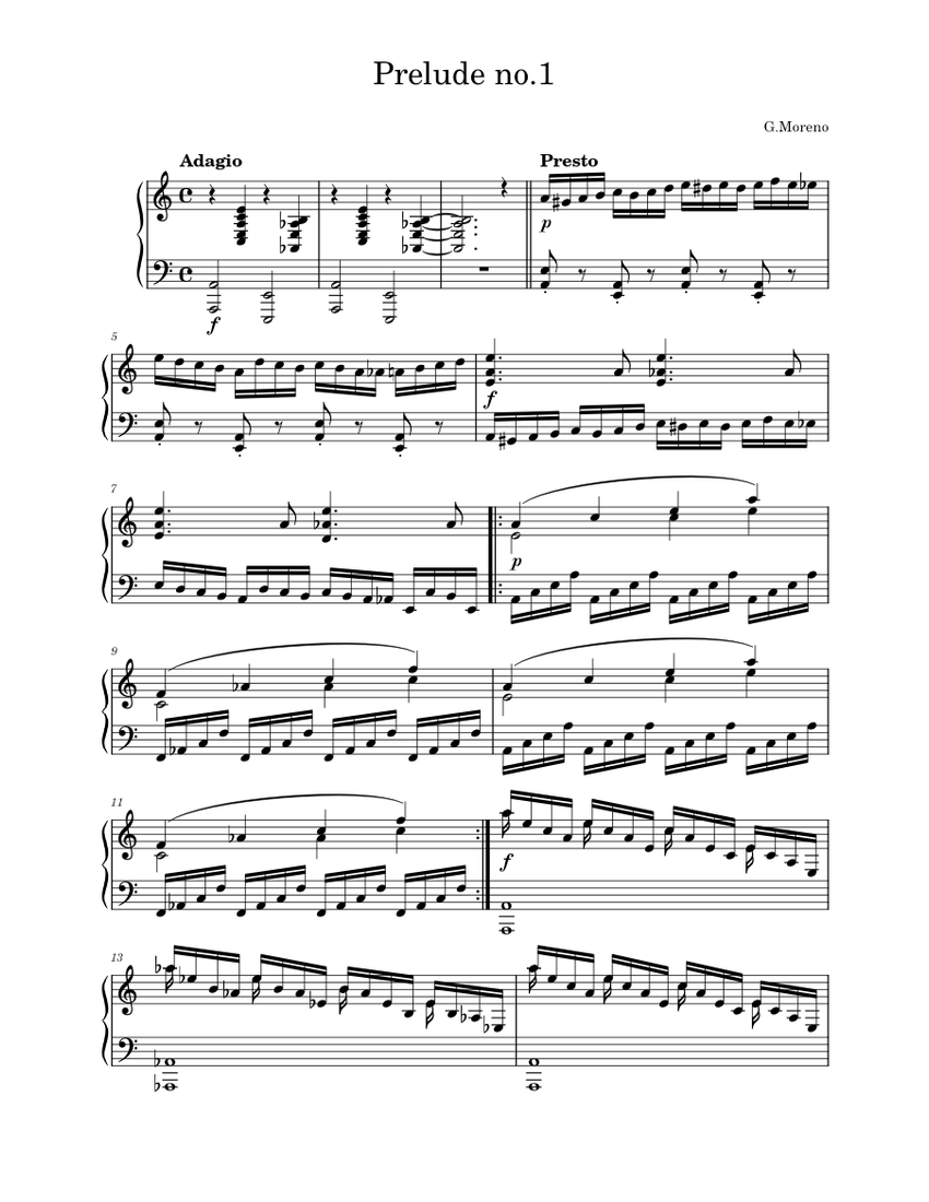 Prelude no.1 Sheet music for Piano (Solo) | Musescore.com