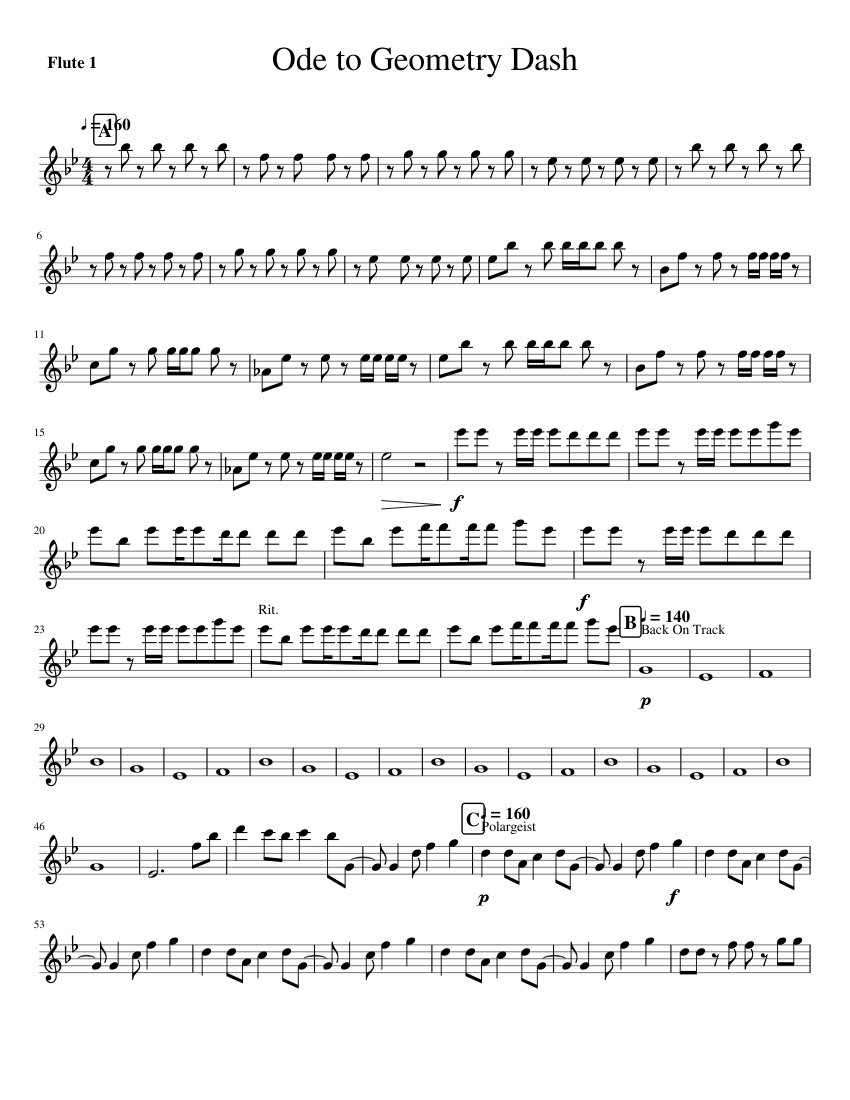 Ode to Geometry Dash Flute 1 Sheet music for Flute (Solo) | Musescore.com