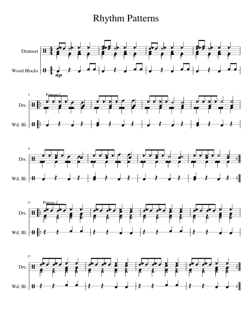 Rhythm Patterns Sheet music for Drum group, Woodblock (Percussion Duet ...