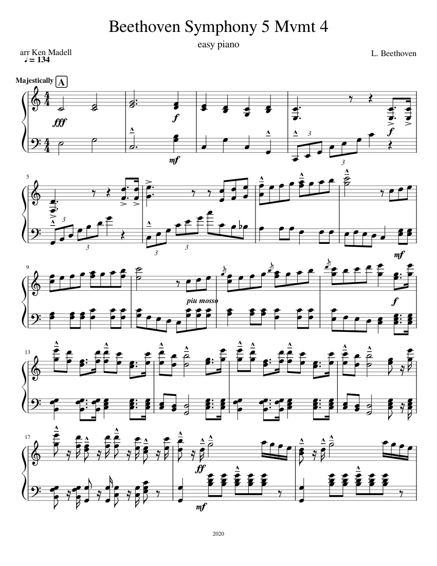 Beethoven Symphony 5 Mvmt 4 Sheet Music for Piano (Solo) | MuseScore.com