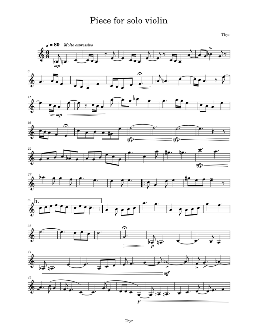 Piece for solo violin Sheet music for Violin (Solo) | Musescore.com