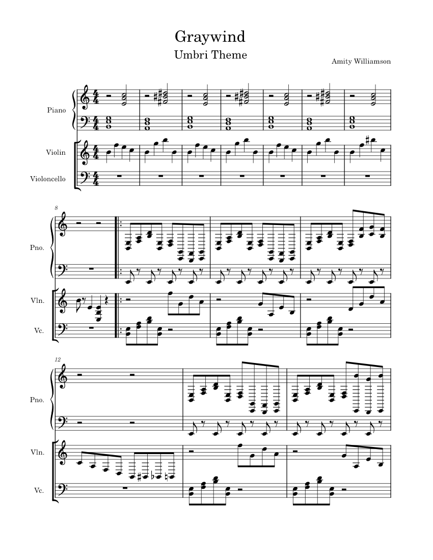 Graywind Sheet Music for Piano, Violin, Cello (Mixed Trio) | MuseScore.com