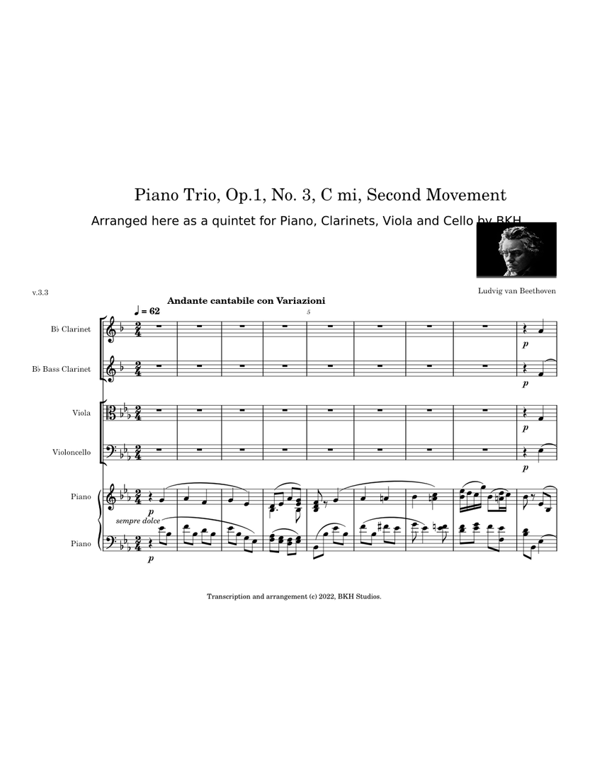 Piano Trio in C minor, Op.1 No.3 – Ludwig van Beethoven (quintet for ...