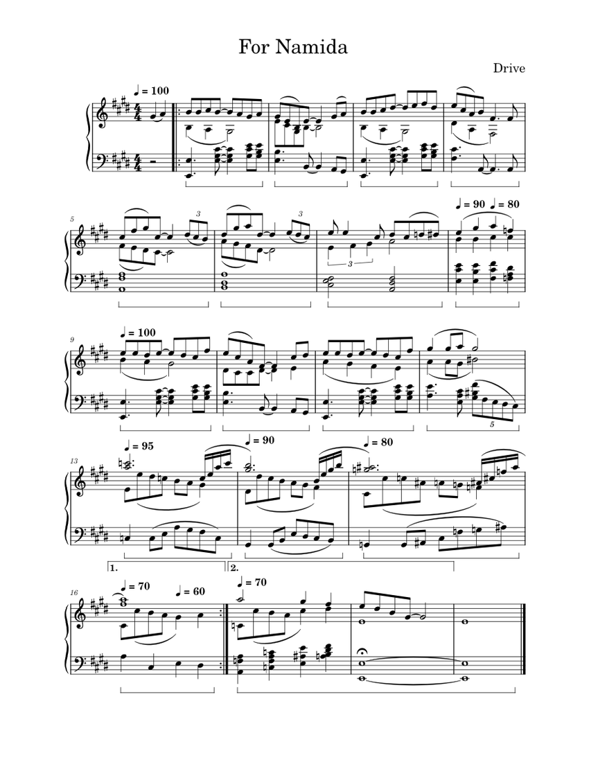 For Namida Sheet music for Piano (Solo) | Musescore.com