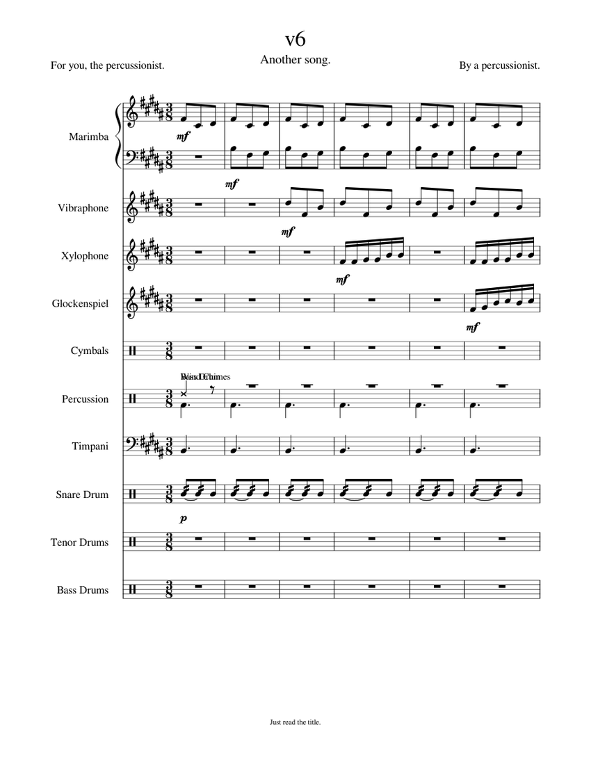 v6 Sheet music for Timpani, Drum (other) (Percussion Duet) | Musescore.com