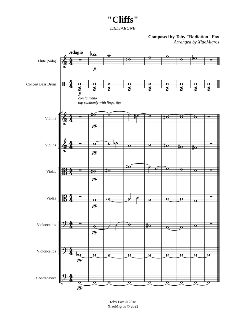 Cliffs, Orchestrated Sheet Music for Flute, Bass drum, Strings group ...