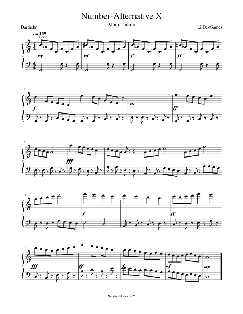 Number-Alternative X Sheet music for Piano (Solo) Easy | Musescore.com