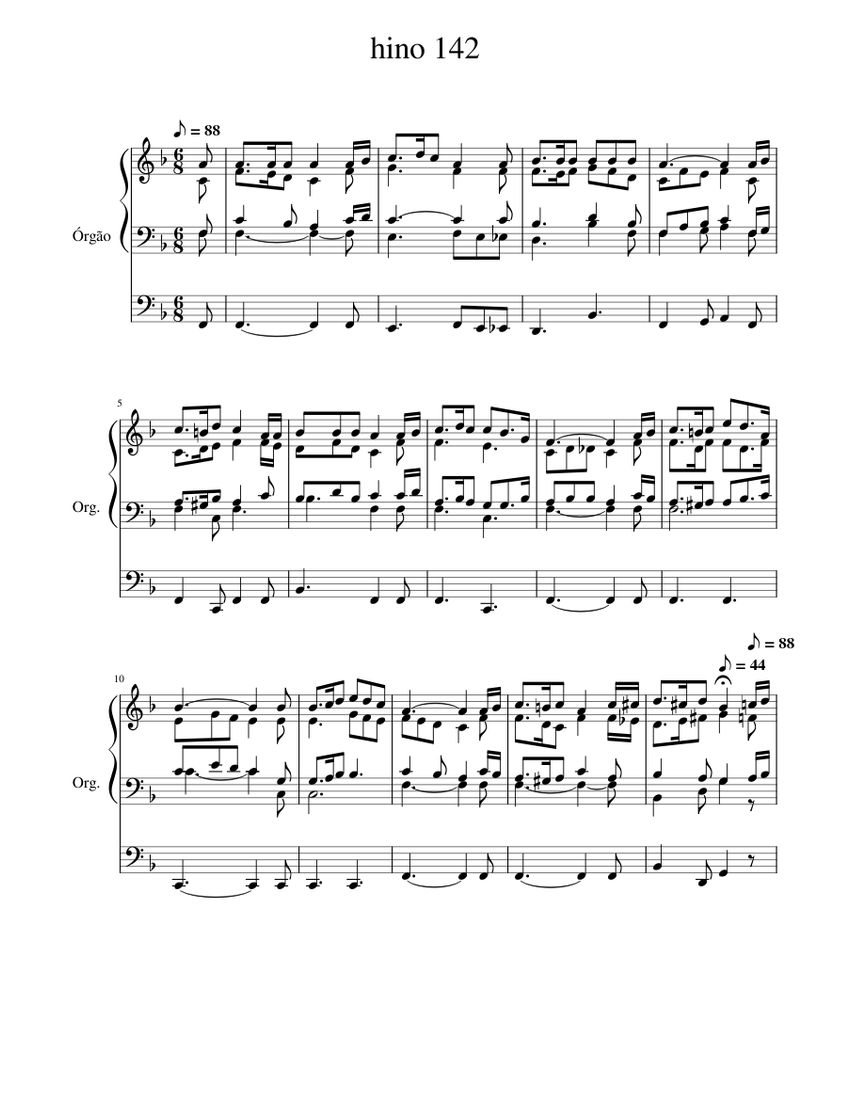 PARTITURA HINO 142 CCB HINÁRIO 5 Sheet music for Organ (Symphony ...