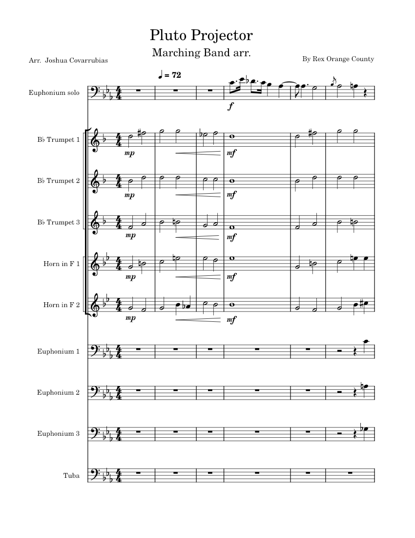 Pluto projector – Rex Orange County DCI arrangment Sheet Music for ...