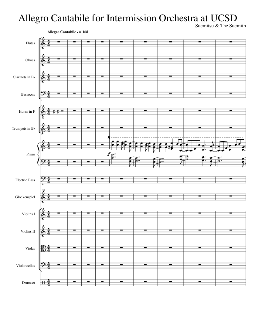 Allegro Cantabile for Intermission Orchestra UCSD Sheet music for Piano ...